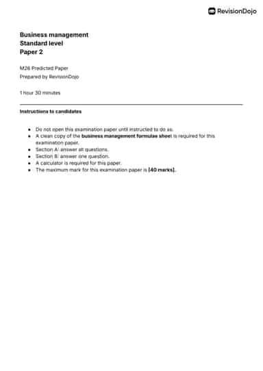 Business Management Predicted Papers (Free) | RevisionDojo